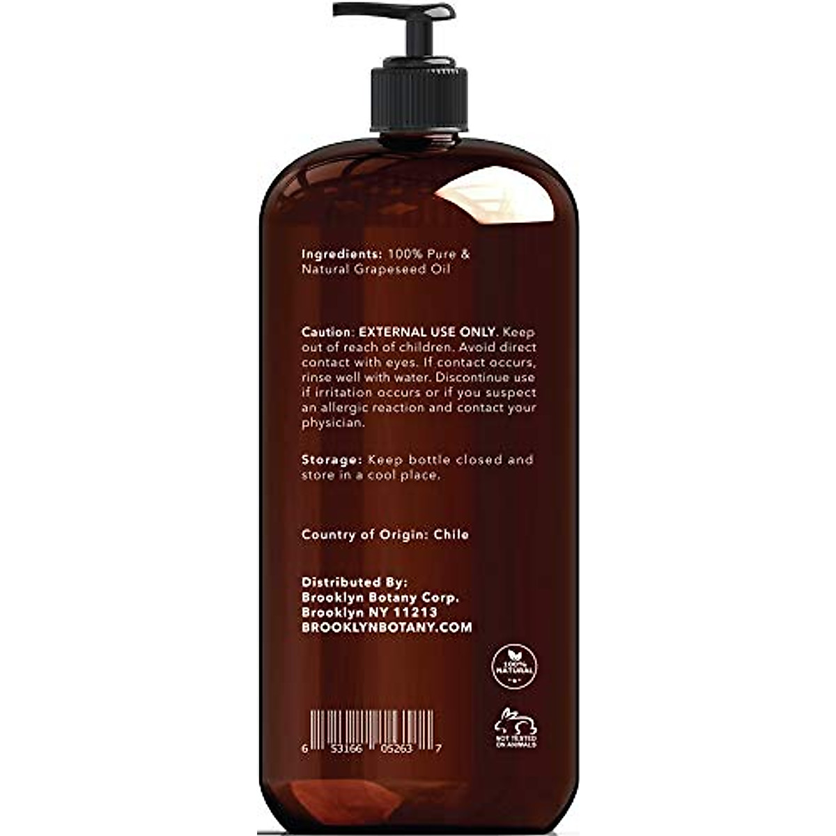 Brooklyn Botany Grapeseed Oil for Skin, Hair and Face – 100% Pure and Natural Body Oil and Hair Oil - Carrier Oil for Essential Oils, Aromatherapy and Massage Oil – 16 fl Oz