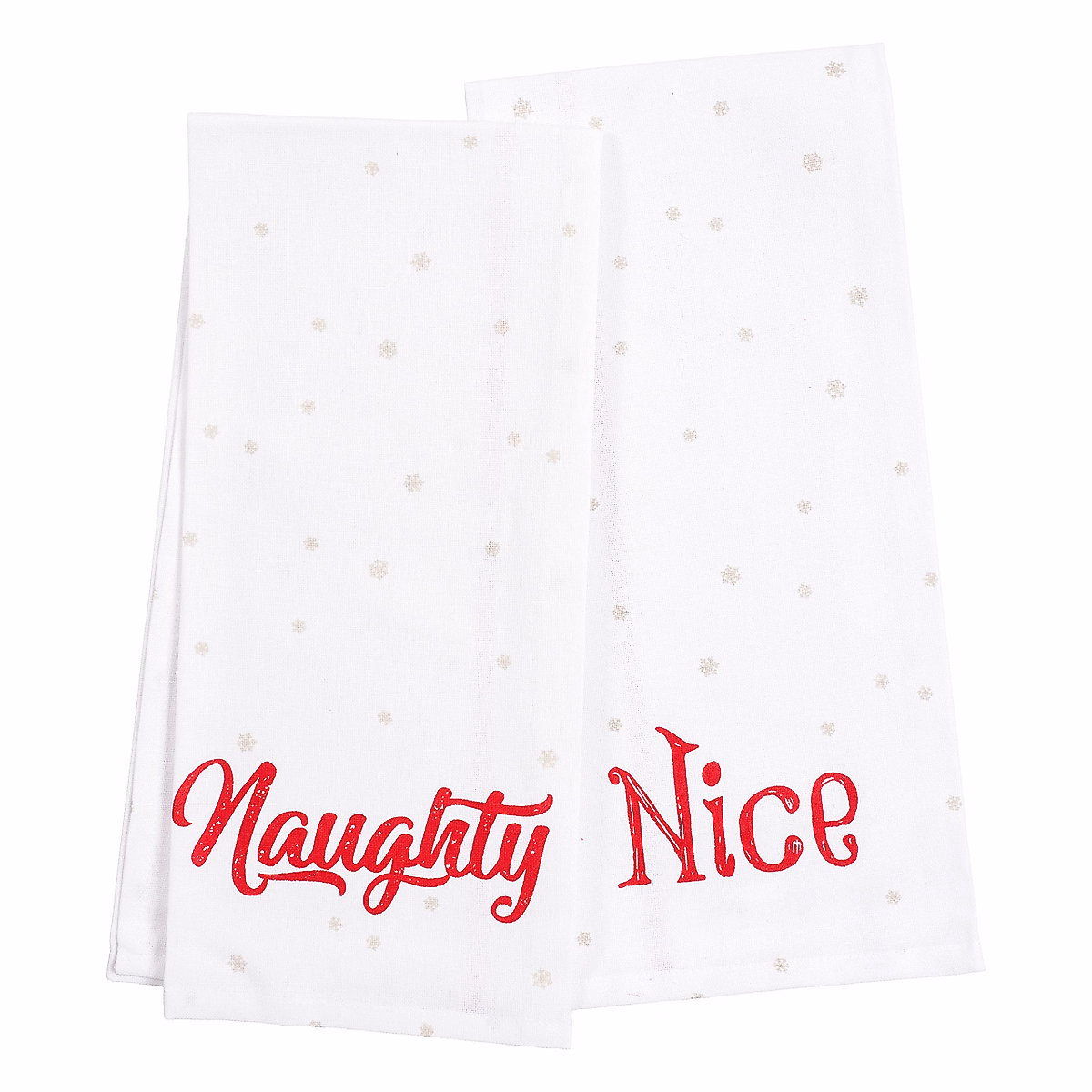 KAF Home Pantry Holiday Naughty Nice Kitchen Dish Towel Set of 4, Cotton Rich, 18 x 28-inch