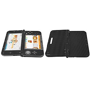 Skinomi Black Carbon Fiber Full Body Skin Compatible with Nintendo 3DS XL (Nintendo 3DS LL, 2015)(Full Coverage) TechSkin with Anti-Bubble Clear Film Screen Protector