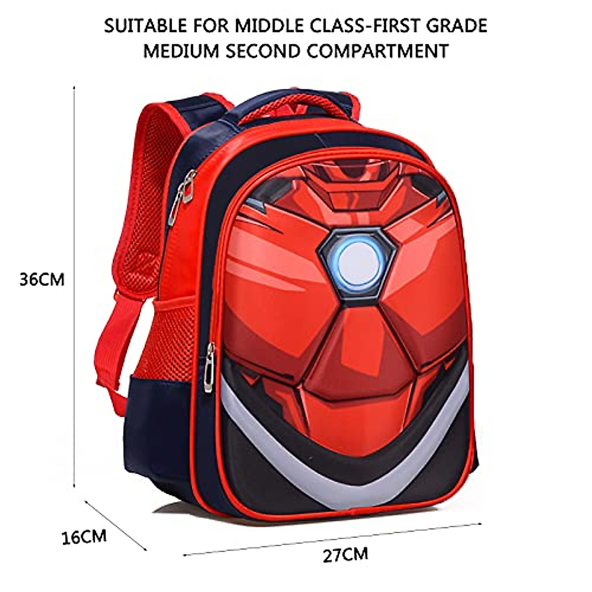 Reorzon Kids Toddler School Backpack 3D Comic Student Schoolbag Waterproof Lightweight Elementary Bookbags for Boys Girls (Blue, 27cm*16cm*36cm)