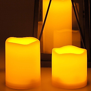 4 Pack LED Flameless Pillar Candles Waterproof Outdoor Battery Operated Candle Set with Cycling 24 Hours Timer Function for Lantern Home Garden Wedding Party Christmas Halloween Decoration 3x3 inches