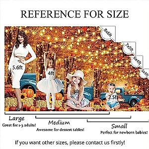 Avezano Fall Forest Blue Truck Photography Backdrop Autumn Harvest Pumpkin Maple Leaves Background Thanksgiving Party Decorations Photo Banner Props(7x5ft)
