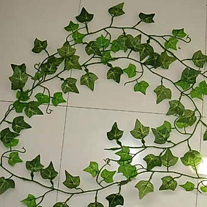 FOLUXING 24 Pack 165Feet Artificial Ivy Garland，Leaf Vines Plants, Fake Ivy Leaves Hanging for Home Kitchen Garden Office Party Wedding Wall Decoration