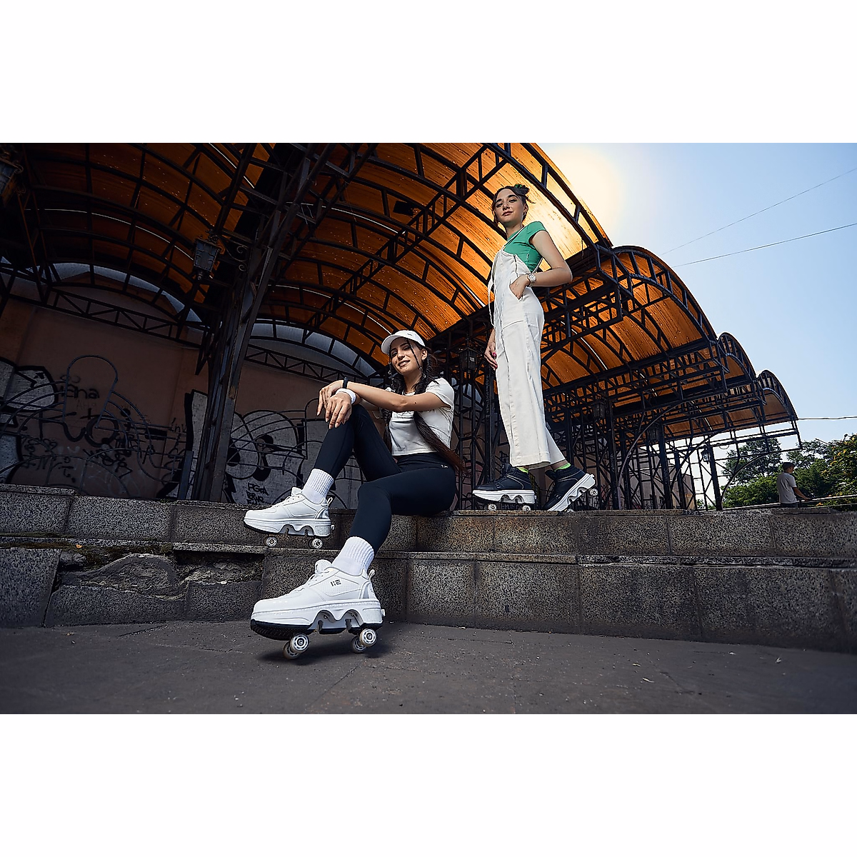 TAILORIA Four-Wheel Skate Shoes Children's Roller Shoes Detachable Roller Skates Unisex Kick-Roller Shoes Skating Cool Running Shoes