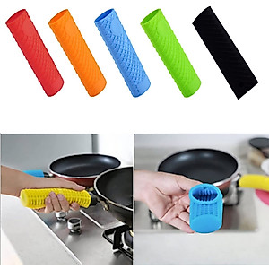 Yinpecly 2Pcs Silicone Hot Handle Holder Rubber Pot Sleeve Heat Resistant Kitchen Potholders for Cast Iron Pans, Metal Frying Pans, Skillets, Griddles, Orange