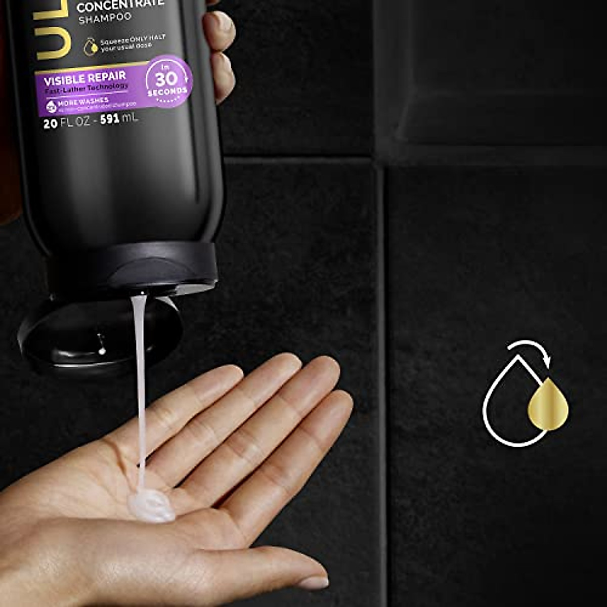 TRESemmé Ultra Keratin Repair Concentrate Shampoo And Conditioner For Damaged Hair Visible Repair in 30 Seconds, Fast-Lather And Fast-Detangle Technology, 2X More Washes Combo Pack, Black