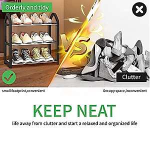 Small Shoe Rack For Entryway,3 Tier Narrow Shoe Shelf For Closet Free Standing Black Vertical Shoe Stand Mini Shoe Holder Small Space Shoes Shelves Shoe Organizer Storage Corner Floor Shoerack