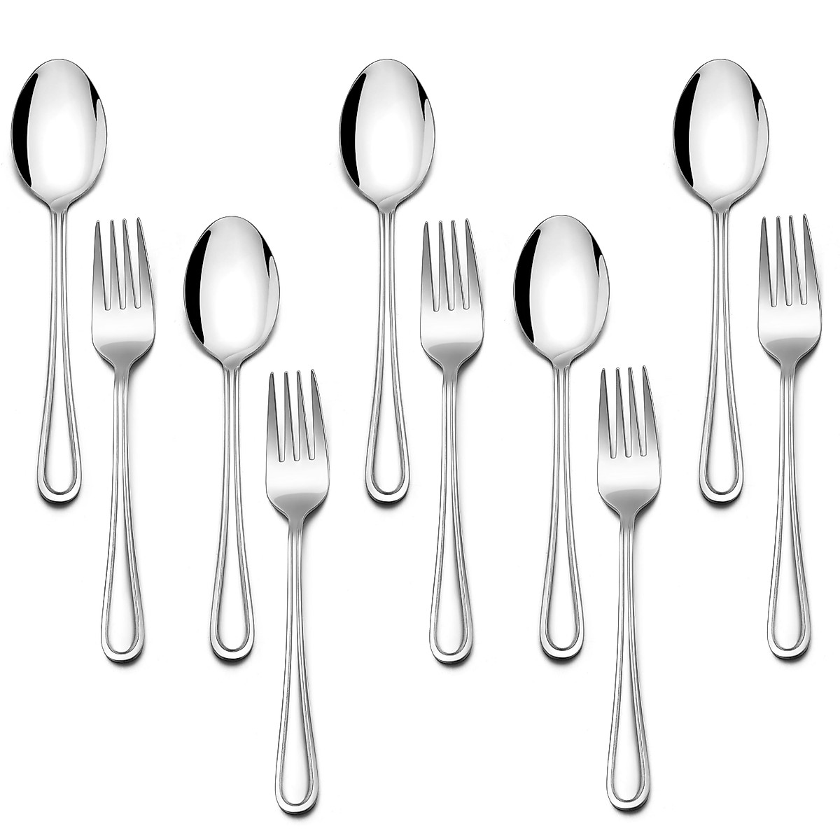 E-far 10-Piece Toddler Utensils, Kid Stainless Steel Silverware Set, Children Safe Forks and Spoons Set for Self Feeding, Healthy & Non-Toxic, Mirror Polished & Easy to Clean