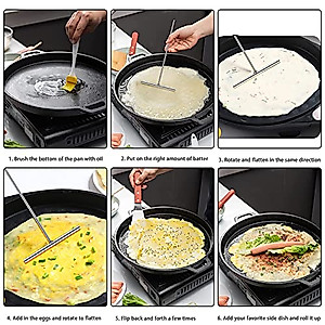 Echaprey Professional T Shape Stainless Steel Crepe Maker Batter Spreader to Fit Large Crepe Pan Maker (B)