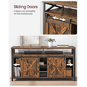 VASAGLE TV Stand for 65 Inch TV, Entertainment Center, TV Table and Console, TV Cabinet with Adjustable Shelves, Industrial Design, Rustic Brown and Black ULTV071B01