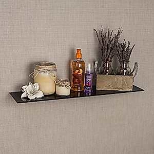 Danya B Black Smoke Glass Floating Shelf with Chrome Brackets