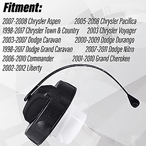 Gas Cap Fuel Cap 52124512AA 52030433AB Replace Compatible with Chrysler Aspen Pacifica Town and Country Voyager, Dodge Caravan Durango Grand Caravan Nitro Commander Grand Cherokee Liberty