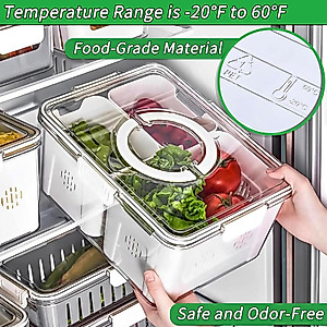 Tyyfnn Fruit Storage Containers with Lids and Handle, Portable Food Storage Container with 4 Removable Colanders for Berry Vegetable Fruit Fresh Produce, Refrigerator Organizer Bins
