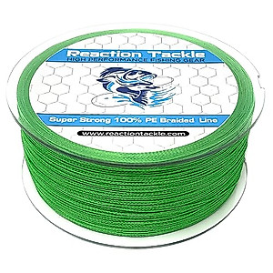 Reaction Tackle Braided Fishing Line Hi Vis Green 20LB 150yd