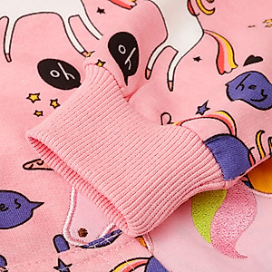 RETSUGO Girls Zip Up Jackets Baby Toddler Girl Hoodies Unicorn Rainbow Sweatshirts with Pockets Kids Winter Coats Casual Outerwear 5t