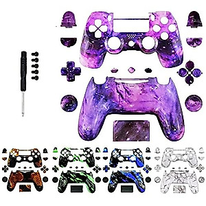 WPS Hydro Dipped Controller Case Collection Full Housing Shell + Full Buttons for PS4 Playstation Slim Pro (JDM-040) Controller (Camouflage Galaxy)