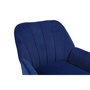 Goujxcy Modern Accent Chair, Velvet Living Room Chair, Club Chair Upholstered Tufted Decorative Reading Chair, Corner Side Chair, Vanity Chair for Bedroom, Living Room (Navy Blue)