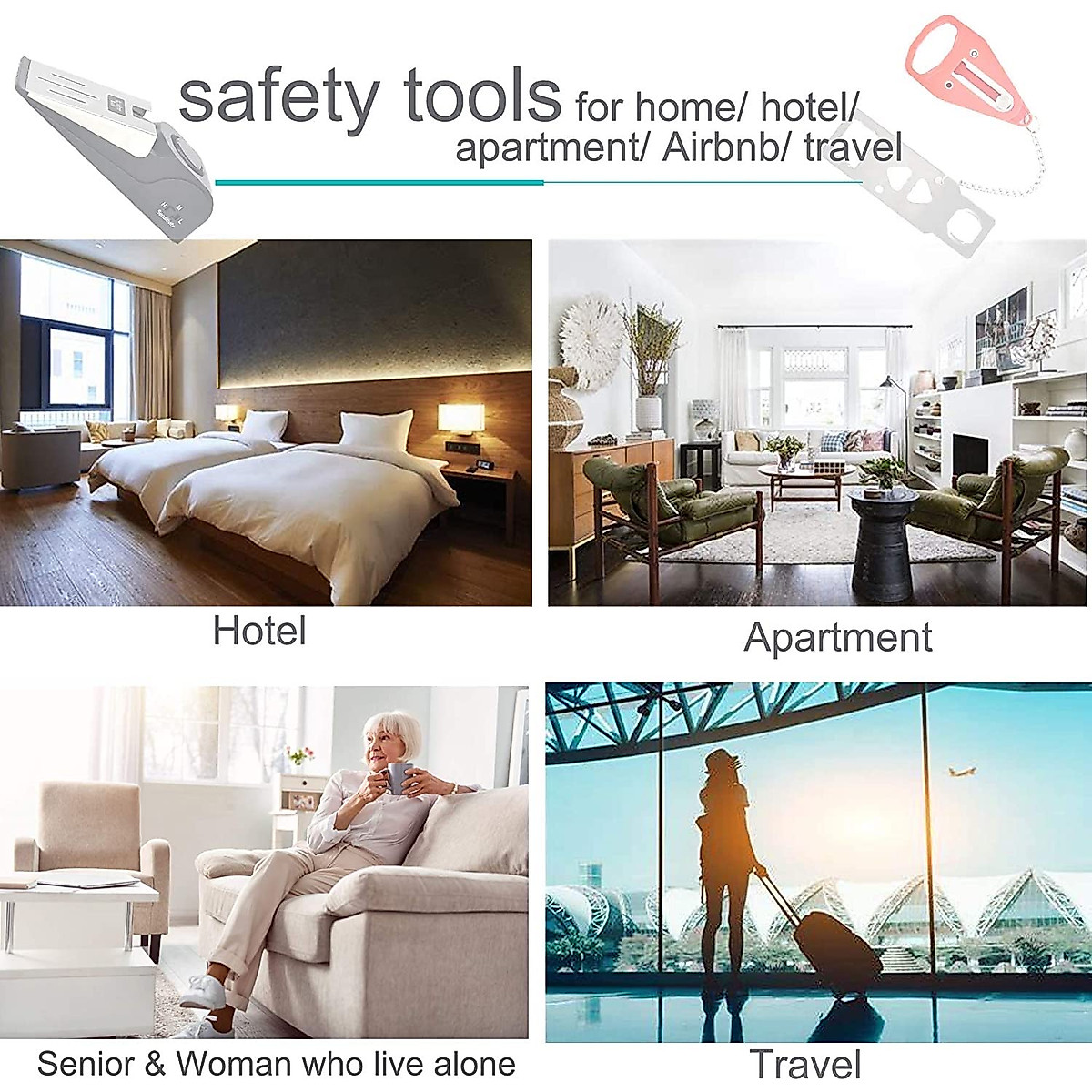 ADONIY Security Door Stopper – with 120dB Alarm, 3 Sensitivity Levels, Portable, No Installation Required, for Hotel, Dorms, Airbnb, Hostel, Home and Apartment (Pack of 2)