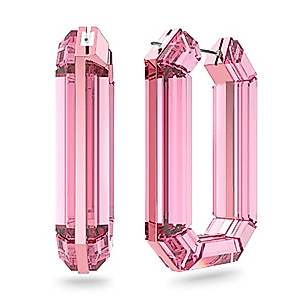 SWAROVSKI Lucent hoop earrings, Pink, Rhodium Finish