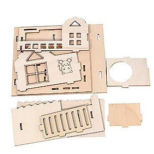 VILLCASE Hamster Ladder Wood Hut of Pets Mouse Rat Gerbil and Dwarf Hamster Can Freely Play with A Material of Log, Two Layers Platform for Living Activities