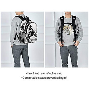Blueangle Motocross Rider Printing Computer Backpack - Lightweight School Bag for Men Women Boys Girls Teens