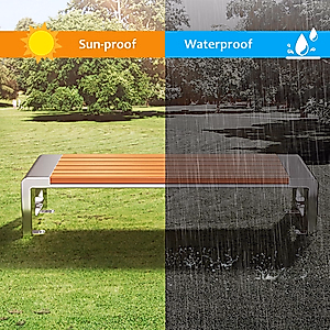 Outdoor Bench, Stainless Steel Frame 3-Person Patio Garden Bench with Anti-Rust, Porch Bench Furniture Memorial Benches for Outdoors Park, Lawn, Deck Weathered 500LBS Weight Capacity(Size:1.8m-B)