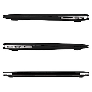 MOSISO Compatible with MacBook Air 13 inch Case (Models: A1369 & A1466, Older Version 2010-2017 Release), Protective Plastic Hard Shell Case & Keyboard Cover & Screen Protector, Black