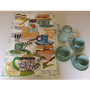 MollyMac | British Cream Tea Dish Towel | Decorative Bar Towel | Soft Absorbent Dish Cloth | Kitchen Decor | Gift for Dinner Party Birthday New Home | Made in UK | 28”x18” 100% Cotton Tea Towel