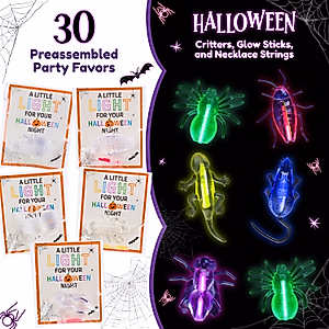 Funeta 30 Packs Glow in the Dark Halloween Critters, Halloween Party Favors Bulk ,Goodie Bag Fillers, Halloween Gifts for Kids, Treats Non Candy, Halloween Classroom Favors, Teal Pumpkin Project