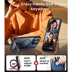 Temdan Magnetic Compatible with iPhone 16 Pro Max Case, [Built-in Invisible Kickstand][Compatible with MagSafe] [Military Grade Shockproof] Slim Translucent Matte Phone Case for iPhone 16 Pro Max 6.9"