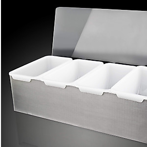 New Star Foodservice 48032 Stainless Steel Condiment Dispenser with 5 Compartments (NO ICE Tray Included)