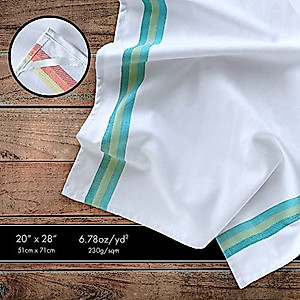 Harringdons Kitchen Dish Towels Set of 12-Tea Towels 100% Cotton. Large Dish Cloths 28"x20" Soft and Absorbent. White with Blue, Green and red Stripes, 4 of Each. There's no Substitute for Quality