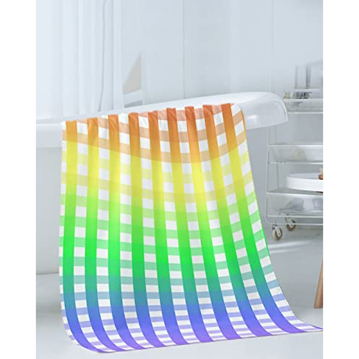 Rainbow Bath Towels Set for Bathroom, Soft Absorbent Durable Quick Dry Towel Set of 3 Multifuntion, 1 Bath Towel+1 Hand Towel +1 Washclothe, Colorful Gradient Plaid