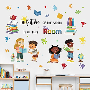 decalmile Colorful Inspirational Quotes Wall Decals Books Reading Wall Stickers Kids Room Classroom Playroom Wall Decor