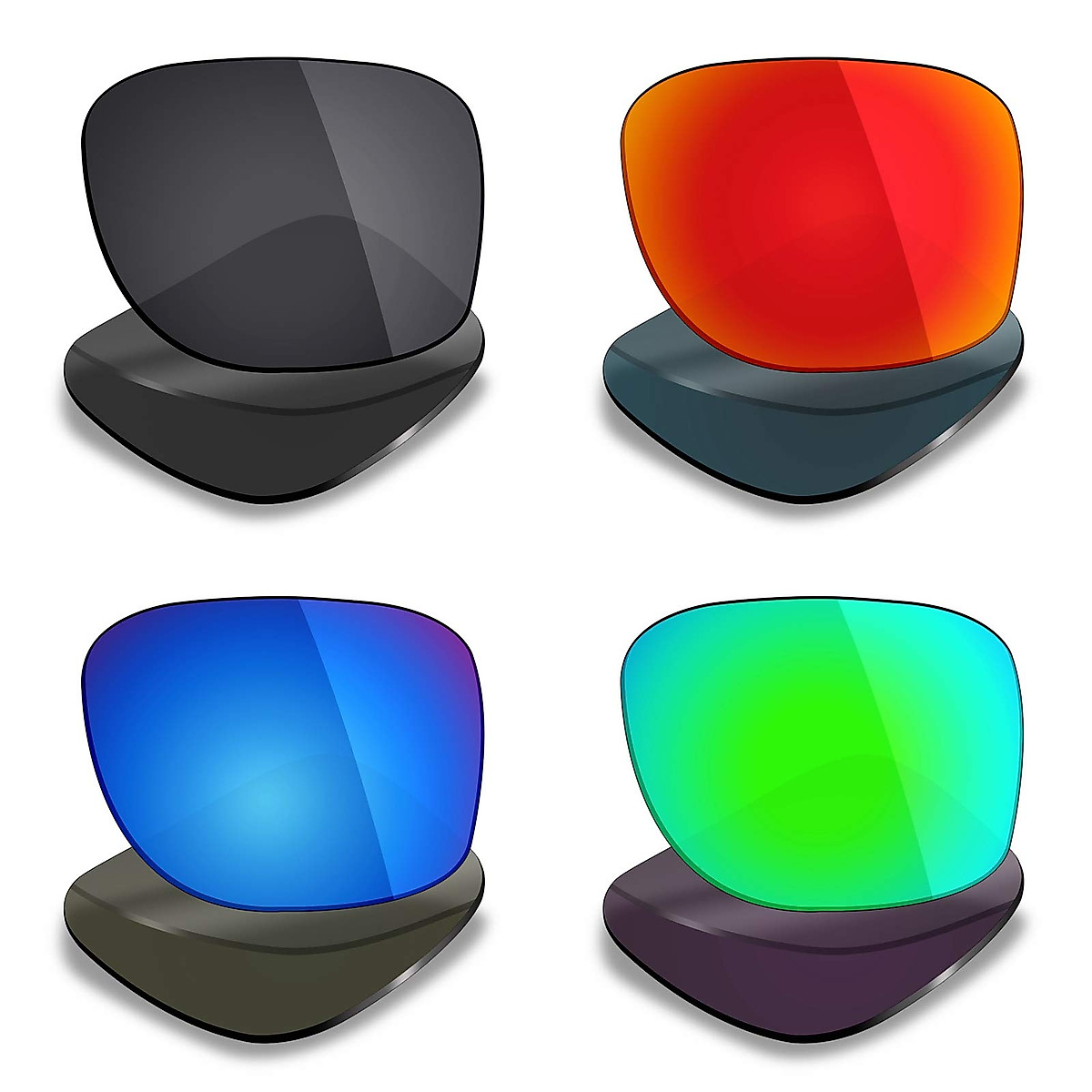 Mryok 4 Pair Polarized Replacement Lenses for Oakley Scalpel Sunglass - Stealth Black/Fire Red/Ice Blue/Emerald Green