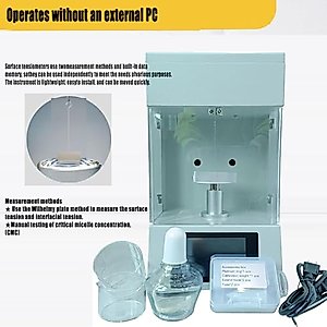VTSYIQI Automatic Liquid Surface Tensiometer Du Nouy Tensiometer Automatic Interfacial Tension Meter Tester With Platinum Plate Method Accuracy 0.01mN/m Measuring Range 0 to 1000mN/m