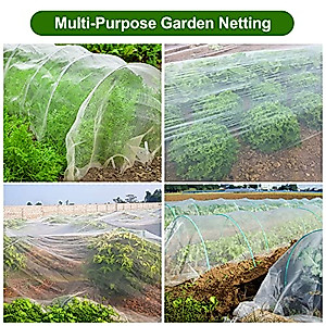 Garden Netting, Jevrench Durable Ultra Fine Garden Netting, Garden Plant Cover Row Cover Makes Plants, Vegetables, Fruits, and Flowers Grow Better (4ft x 25ft)