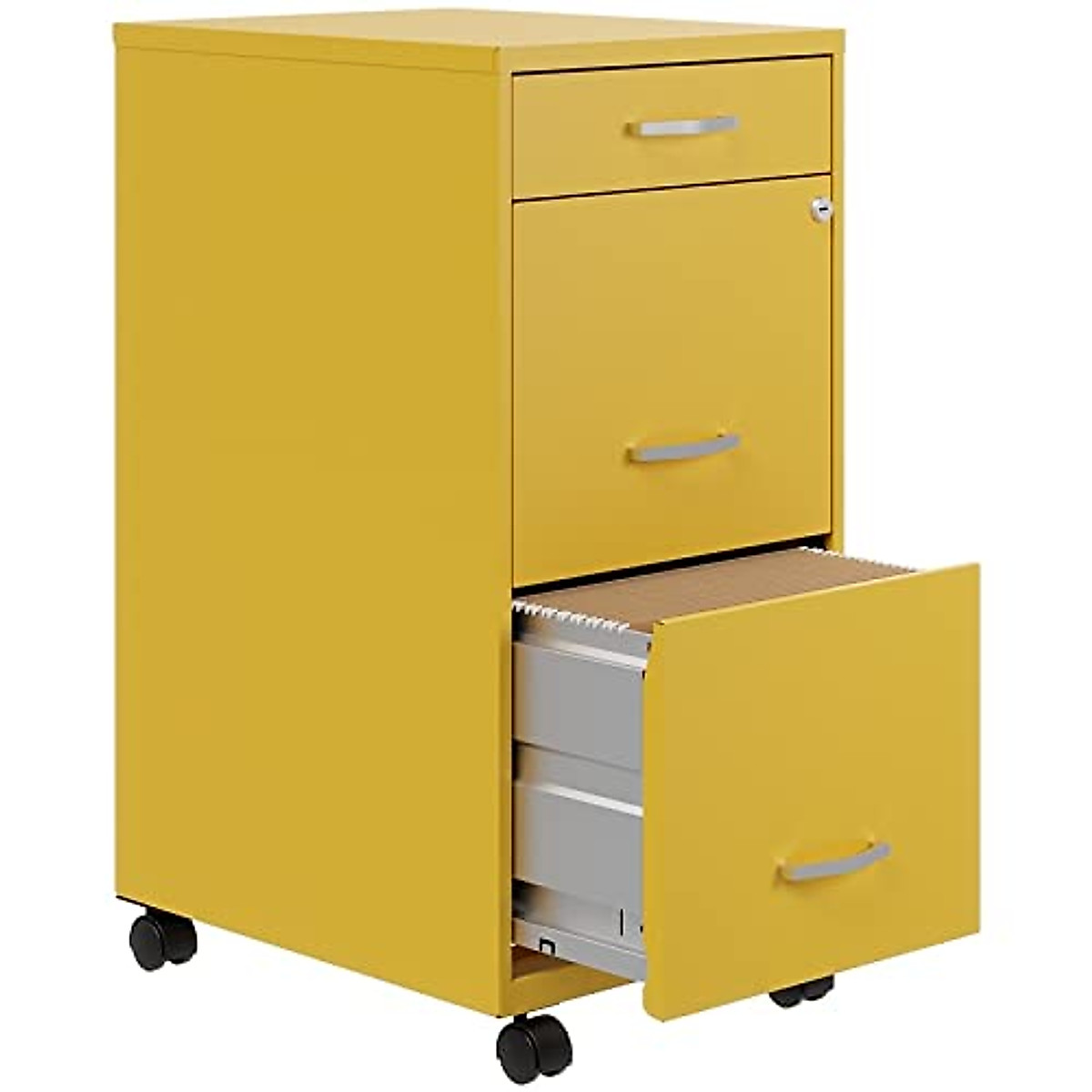 Hirsh Industries Space Solutions 18" D 3 Drawer Mobile Metal File Cabinet Yellow/Goldfinch