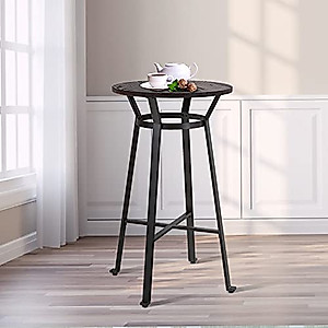 HERA'S PALACE 41.33" Round Bar Table, High Pub Table with Metal Frame, Sturdy & Durable, Modern Bar Height Cocktail Table for Dining Room, Living Room, Bistro, Easy Assembly