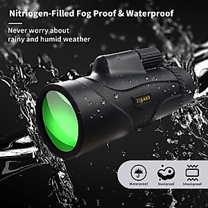zukakii 12x50 Monocular Telescope, 2021 Mini Waterproof Telescope for Adult with Smartphone Holder & Tripod, BAK4 Prism FMC Lens for Bright Large View Bird Watching Hunting Hiking Camping Travel
