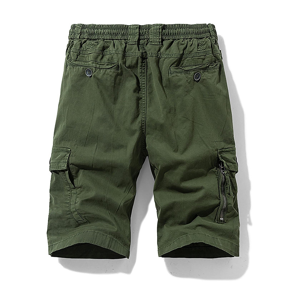 Muscularfit Shorts Mens Big and Tall Cargo Shorts for Men 2023 Casual Drawstring Elastic Waist Tooling Shorts 7" Inseam Waistband Shorts Shorts for Men Casual Summer Below Knee Army Green XL