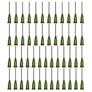 PATIKIL Blunt Tip Dispensing Needles with Bent Blunt Needle, 100 Pcs 1 Inch 14G Industrial Liquid Dispenser Needle for Refilling Liquid Ink Adhesive Glue, Olive Green