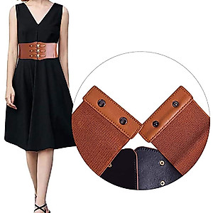 Nanxson Womens Elastic Wide Waist Band Tied Waspie Corset Obi Waist Belt PDW0077 (brown)