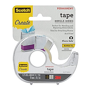 3M00I 021200593369 Scotch Tape Single Sided, 3/4 in x 400 in (001-CFT), 1-Pack, Clear