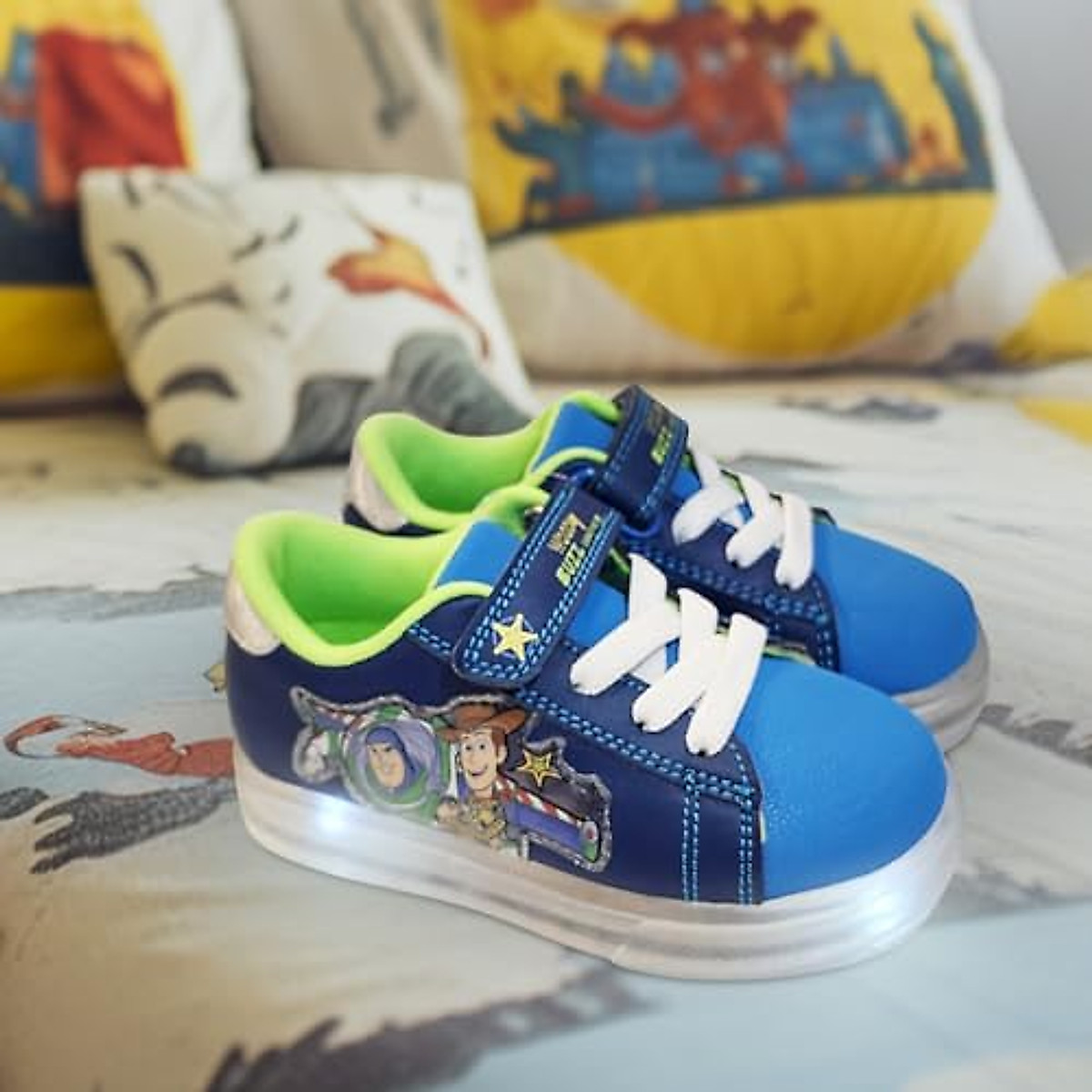 Bazillion Dreams Disney Toy Story Boy's Lighted Athletic Sneaker (Toddler), Blue, Size 6