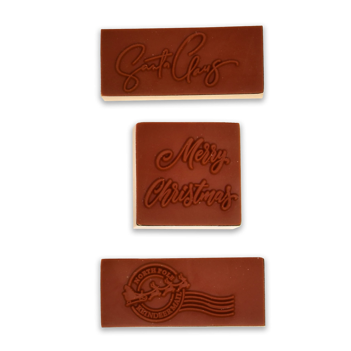 Christmas Wooden Rubber Stamps Set of 3 Merry Christmas Santa Claus Signature and North Pole Reindeer Mail Stamp with Red Ink Pad for Holiday Xmas Letter Envelopes Gifts Letters to and from Santa