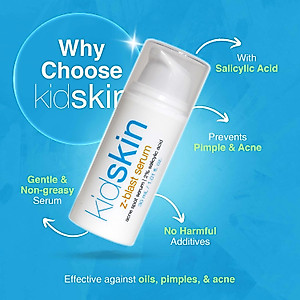 Kidskin - Z-Blast Serum, for Face Acne, Skin Care for Kids, Pre-Teen and Teen Skin Ages 9-17, Vegan-and-Cruelty-Free Acne Prone Skin Care, 1 fl oz