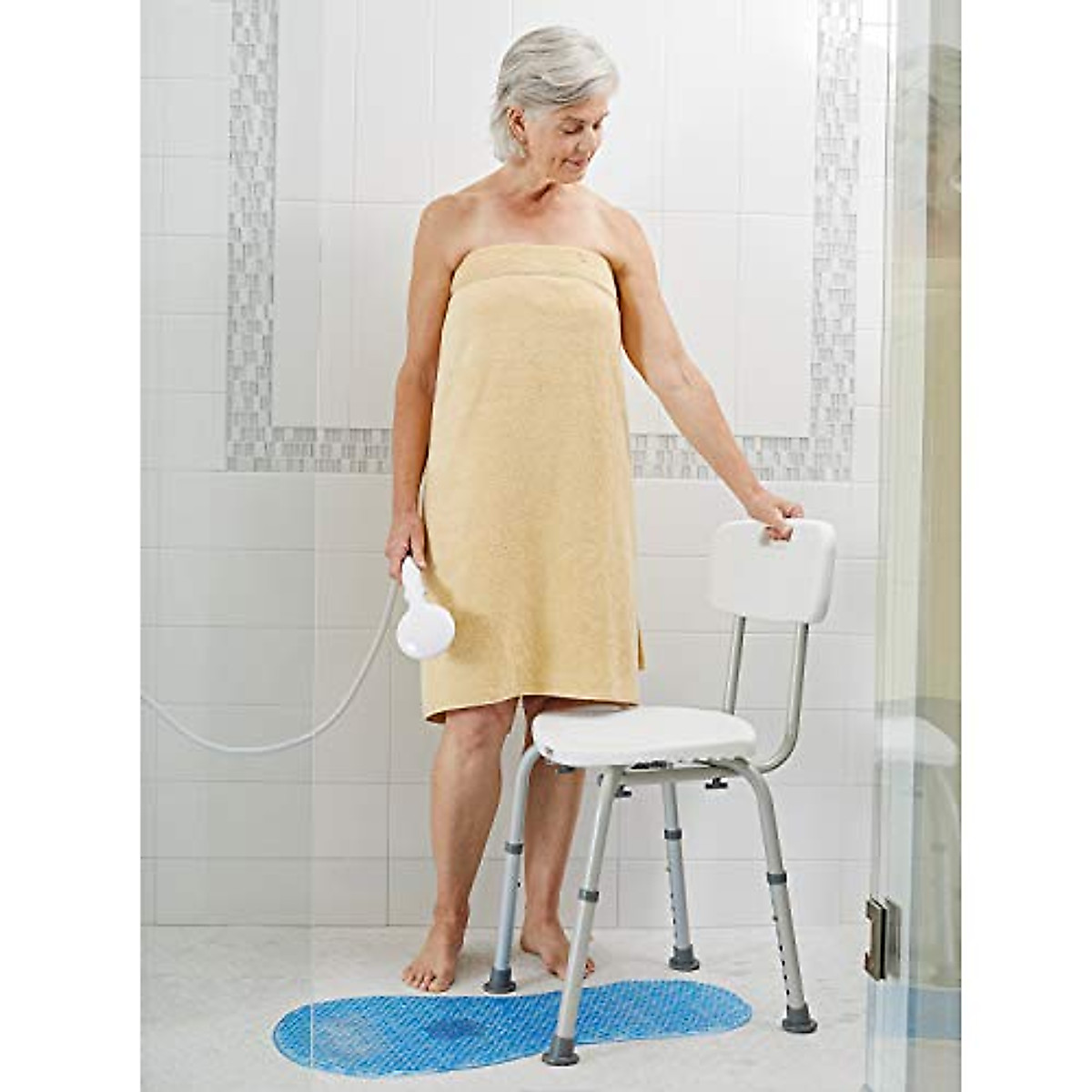 Carex Bath Chair and Shower Chair with Back - Shower Seat for Elderly, Handicap, and Disabled, 300lbs, Easy Assembly, White