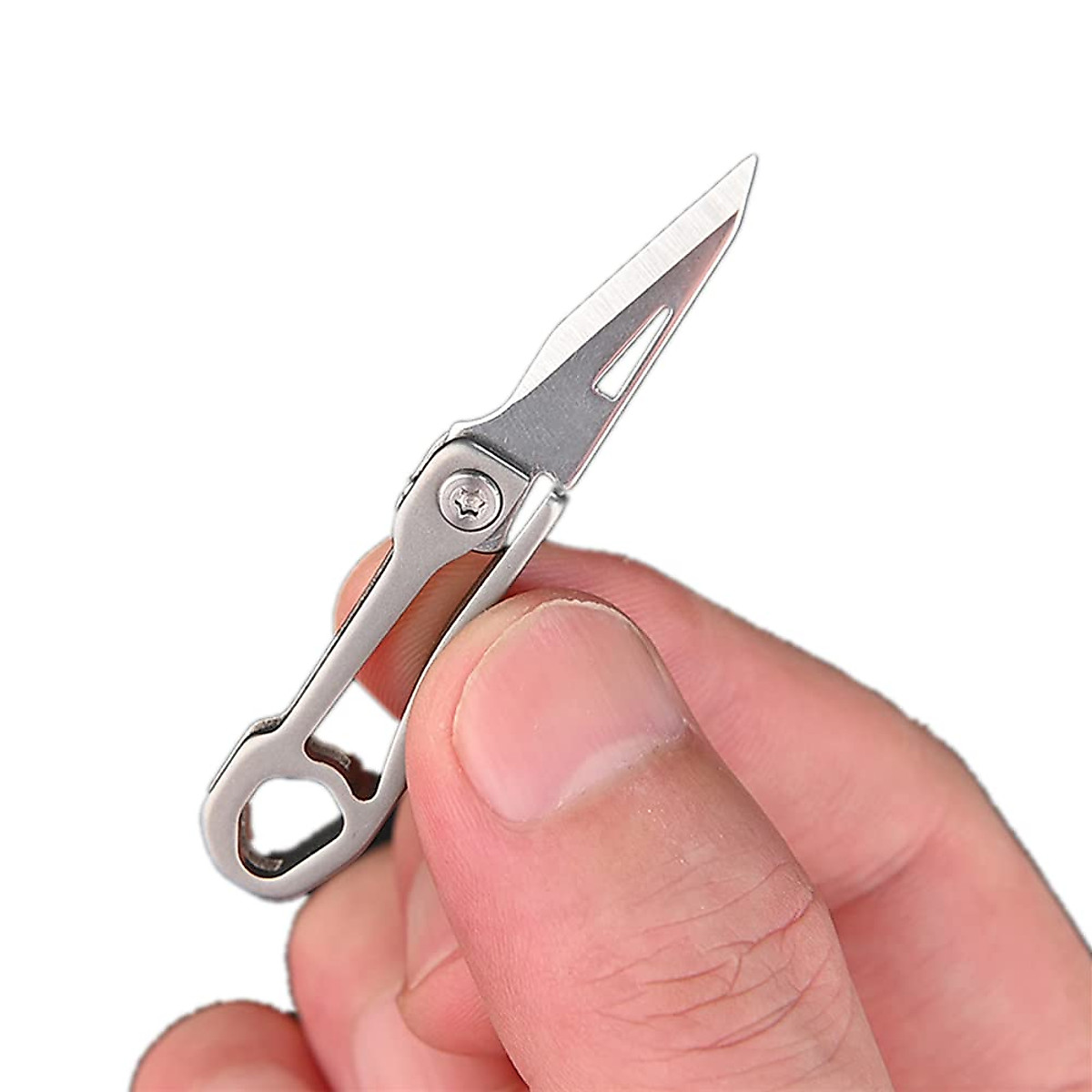 KUNSON Ultra Small Little Folding Pocket Titanium Alloy Knife with 420j2 Stainless Steel Blade, Mini EDC Portable Knife/Box Cutter/Package Opener, Ultra Compact and Lightweight Mini Folding Knife