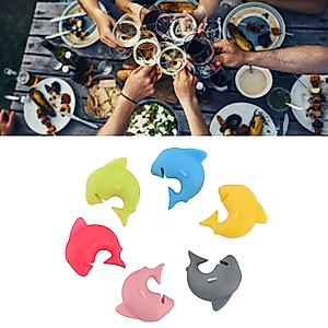 24Pcs Silicone Drink Markers, Funny Silicone Dolphin Wine Cup Labels Reusable Wine Glass Charms Markers for Champagne Flutes Cocktails Martinis Wine Glass